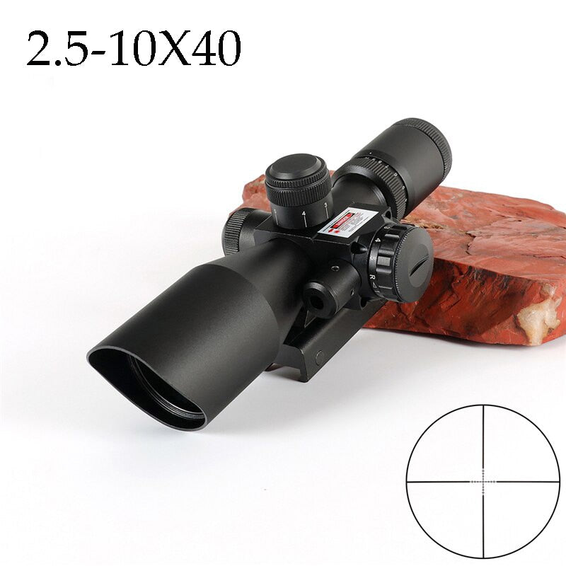 Eminent 2.5-10x40 Rifle Scope with Red Laser Combo Optical Sight with Illuminated Red Green Mil ...